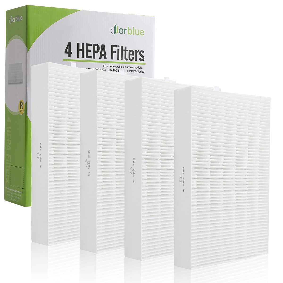 DerBlue 4pcs True Filter R HEPA Filters R Replacement for Honeywell HRF-R1 HRF-R2 and HRF-R3 Filter R
