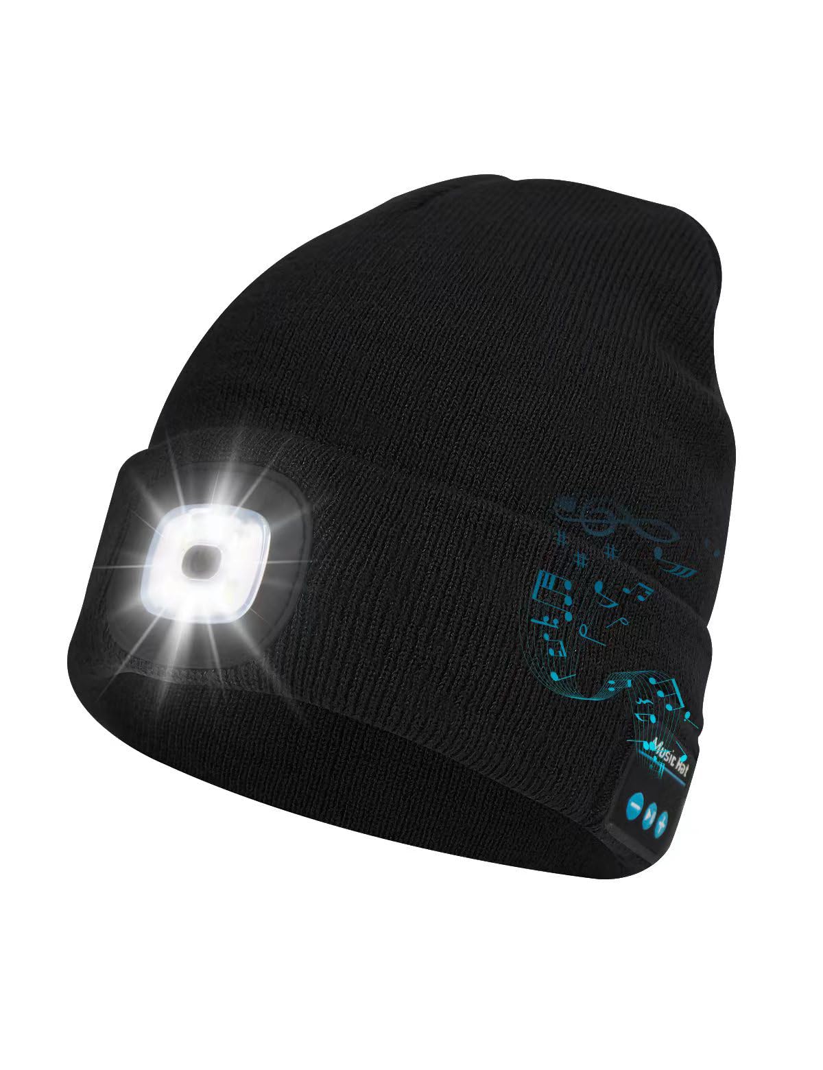 Keains Bluetooth Beanie with Light, Musical Knit Hat with Headphones and Built-in Speaker Mic, Gifts for Men Women Dad Pink