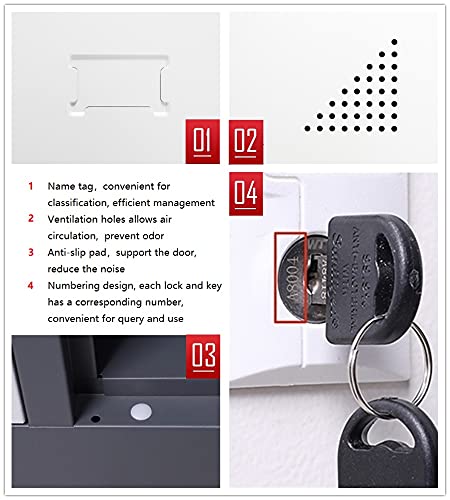 MAYROY Metal Locker Office Storage Locker Home Steel Locker School Storage Organizer, Storage Cabinet for Kids Students Employee (Gray, W6D)