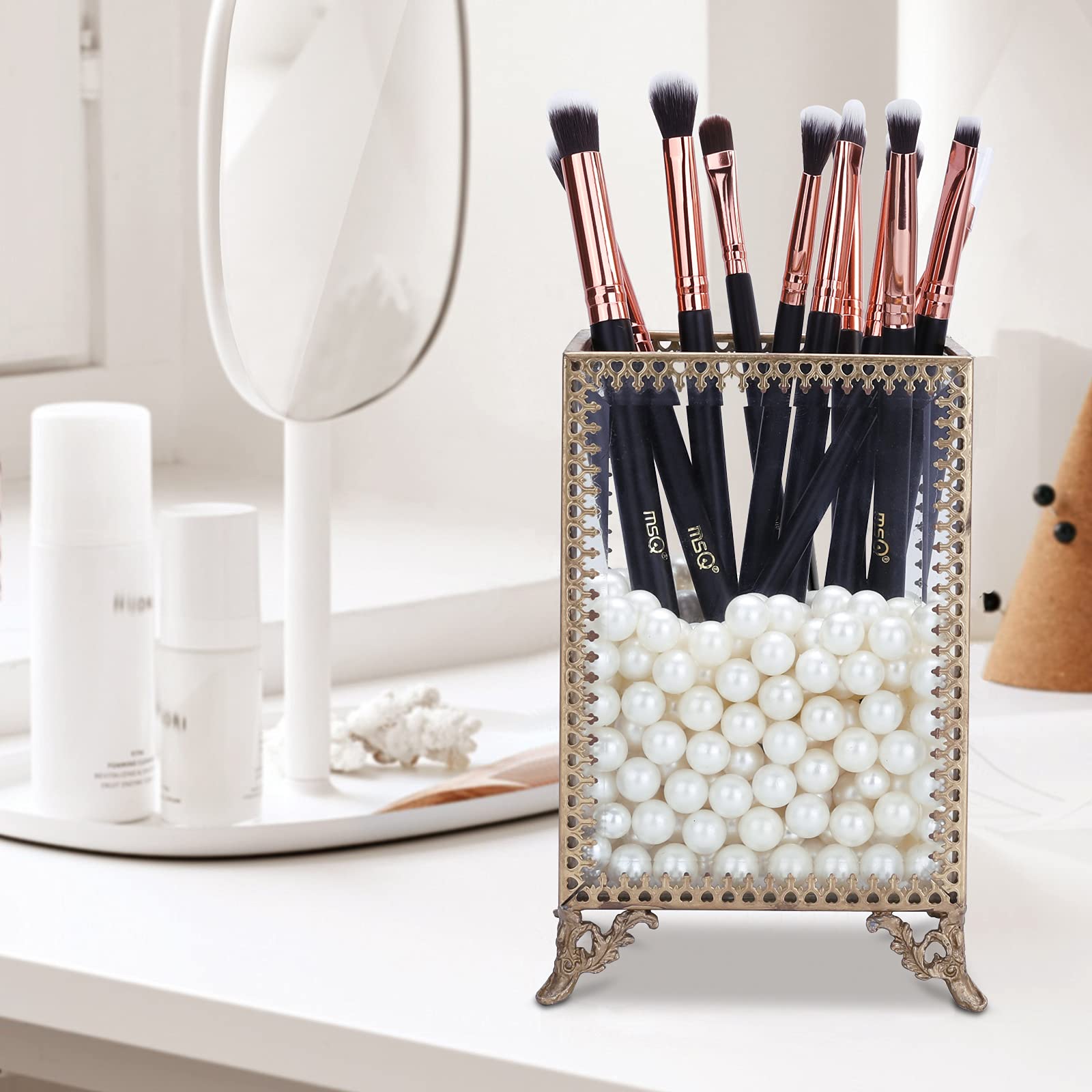MSQ Eyeshadow Brushes 12pcs Eye Make Up Brush Set with Bag (PU Leather Pouch) Soft Synthetic Hairs for Eyeshadow, Eyebrow, Eyeliner, Blending, Best Gifts - Rose Gold