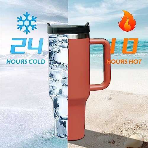 AZYPHERA 40 oz Tumbler with Handle and Straw Lid | Stainless Steel Insulated Stanley Cup | BPA Free Dishwasher Safe | Reusable Travel Friendly (Charcoal)
