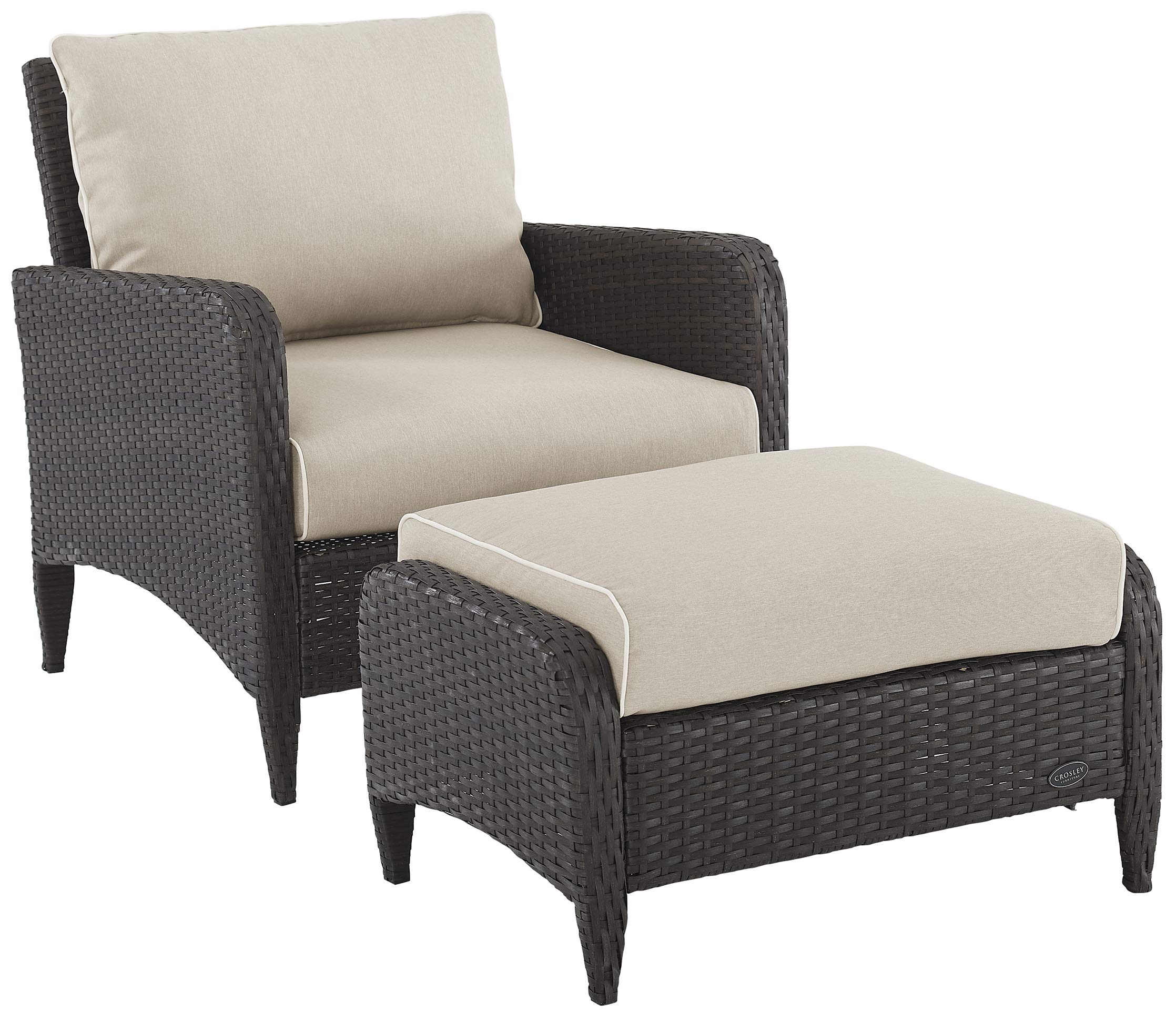 Crosley Furniture Kiawah 2-Piece Outdoor Chair Set, Wicker Patio Chairs for Conversation, Porch, Deck, Blue