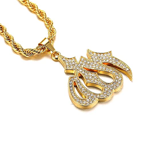 Allah God Muslim Islamic Gold Plated Brass Locket Pendant For Men Women Boys Girls