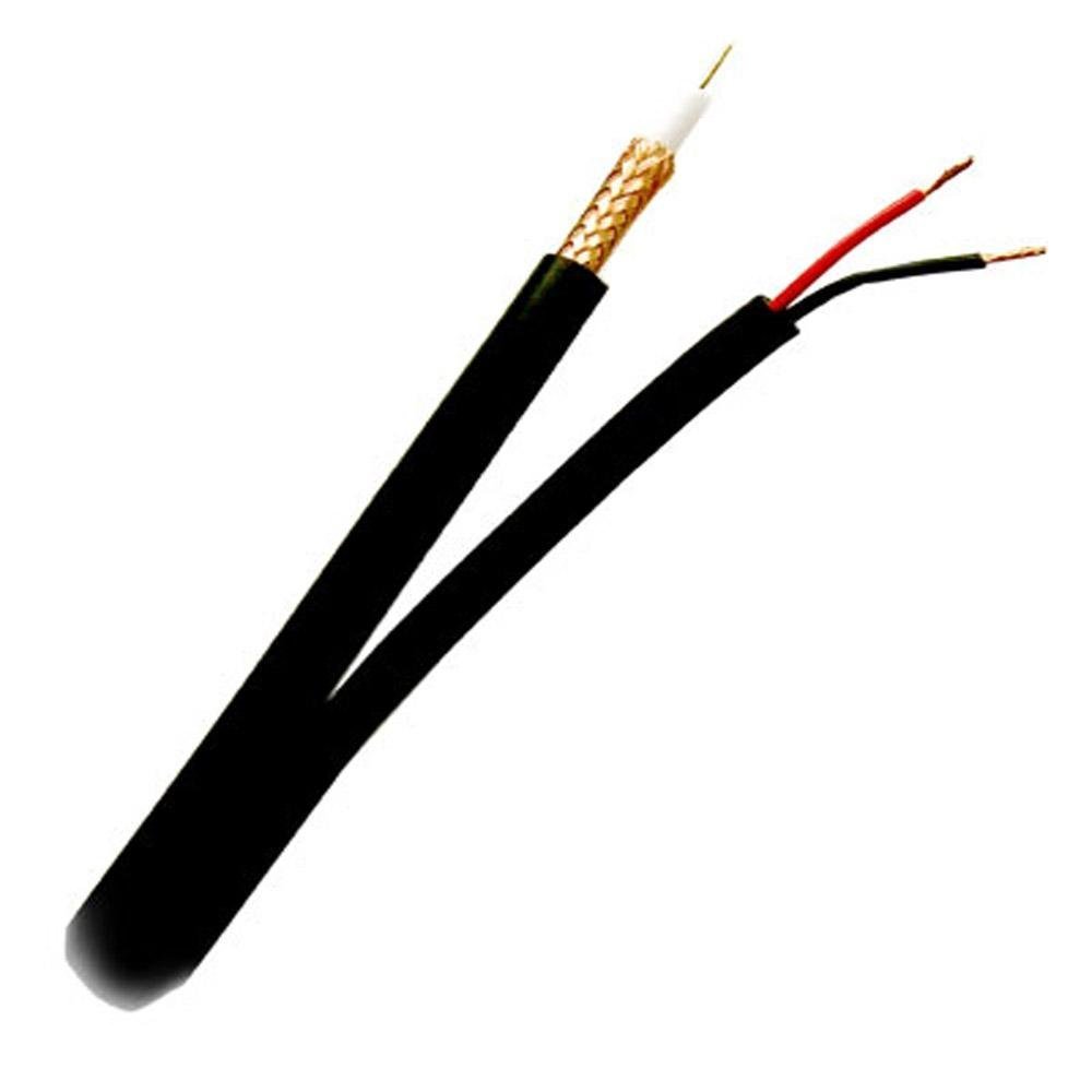 FiveStarCable RG59 Solid 1000ft Bare Copper Siamese Coaxial 20 AWG RG59 + 18/2 18AWG Power Combo CCTV Cable Color Black