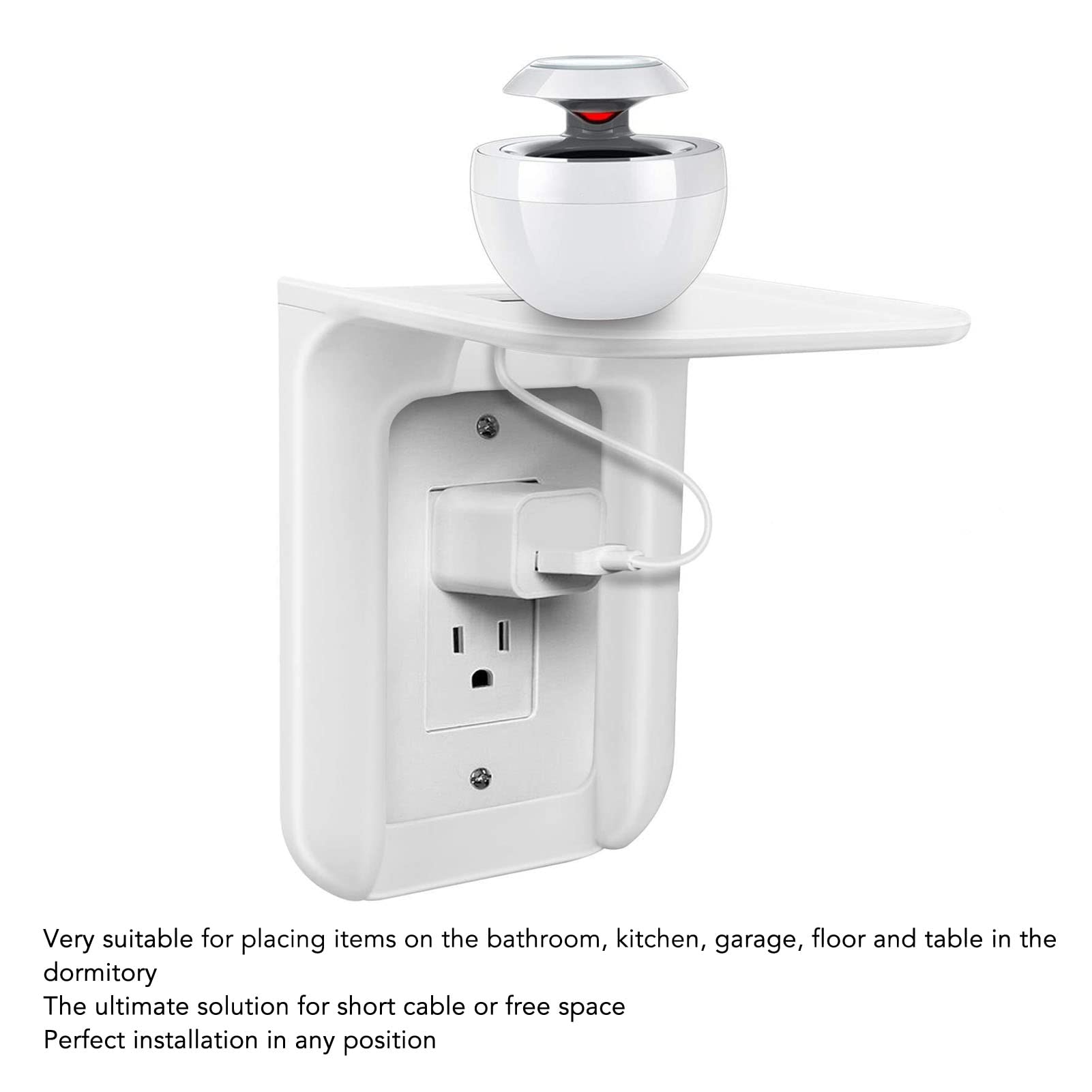 Outlet Shelf, Outlet Shelf Wall Holder Wall Outlet Shelf ABS Plastic Bathroom Wall Shelf Wall Shelf Organizer Outlet Shelf Wall Holder for Smart Home Devices, Phones, Speaker