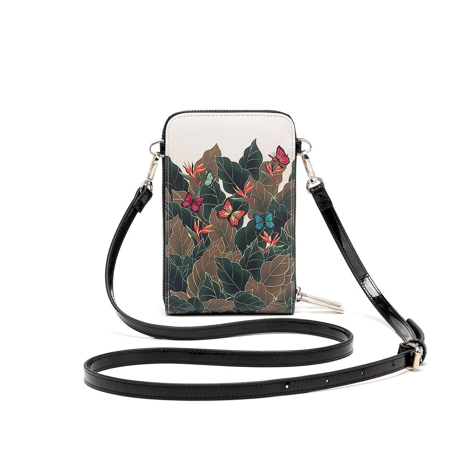 Frida Kahlo Cartoon Collection Cellphone Cross Body Bag with Wrislet (Beige)