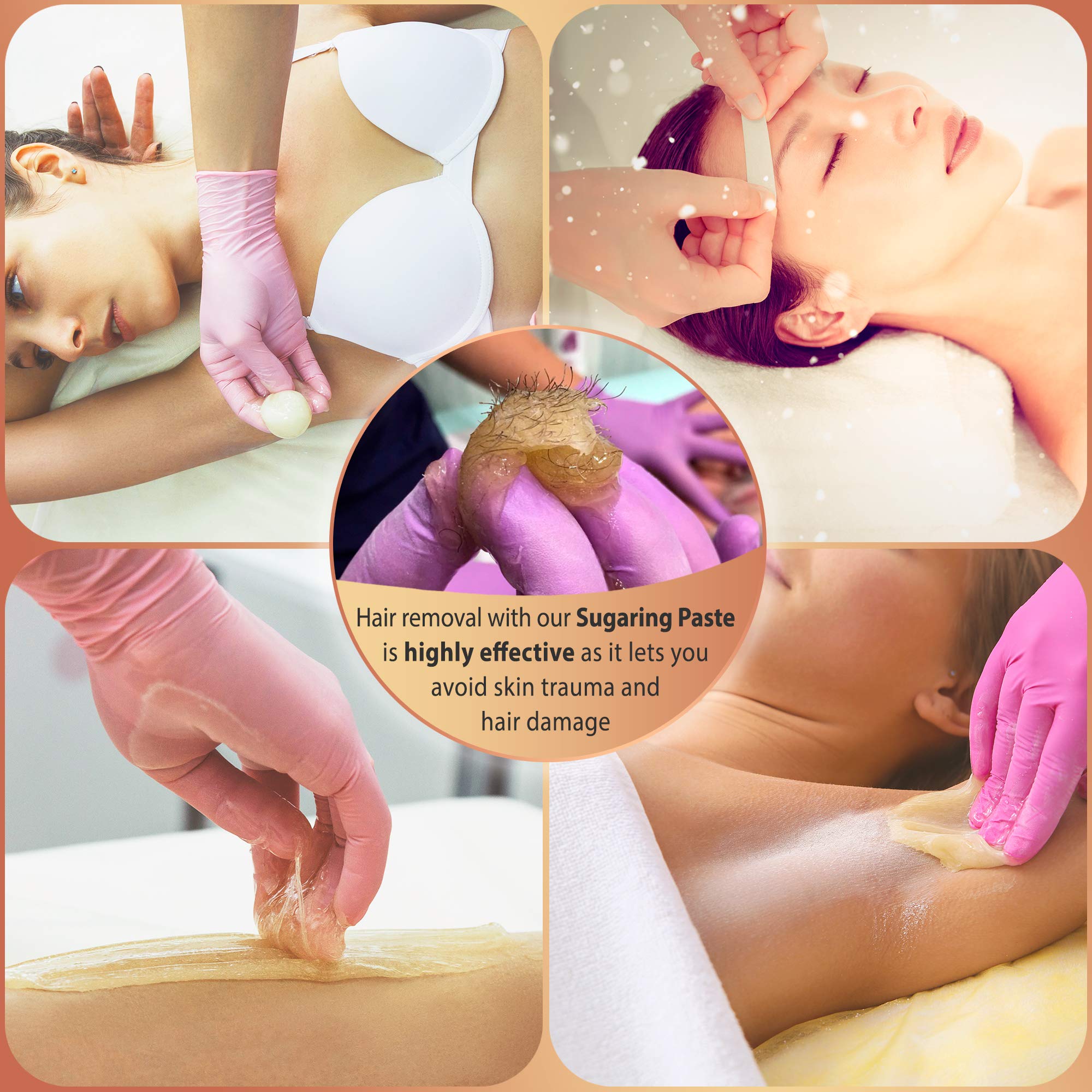 Sugaring Paste Hair Removal Hard Sugar Wax Kit - Luxury Home & Brazilian Bikini Sugar Paste for Body, Organic Depilation Made in USA, 12 oz - For Women and Men