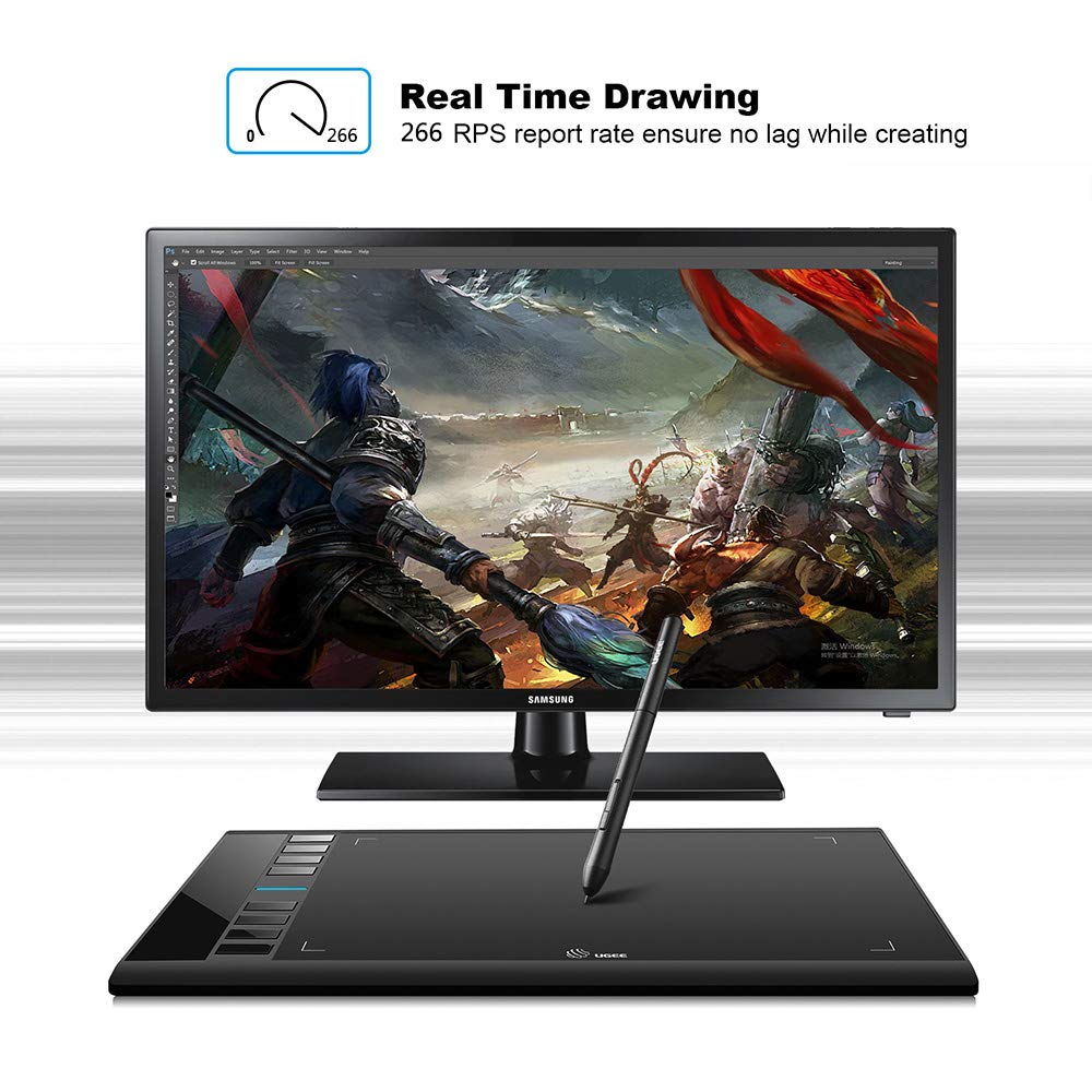 UGEE M708 Drawing Tablet,10 x 6 inch Digital Graphics Tablet with Battery-Free Stylus,8 Hot Keys Compatible with Windows MacBook Chromebook,Prefect for Artist,Designer,Beginner Online Teaching