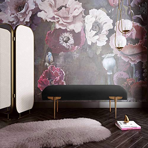 TOV Furniture Brno Glamorous Velvet Upholstered Accent Bench, 53.5"W Black