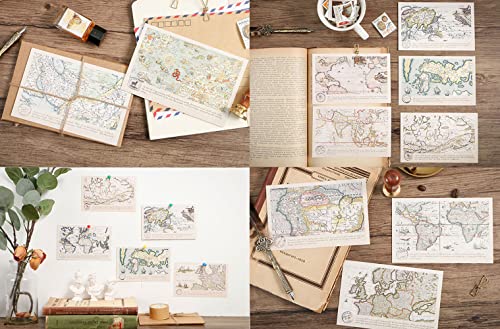 Paper Postcards,The World Map Vintage old travel Postcards,Retro Style Set of 30 Different Designs,Perfect for Wedding Party Guest Book