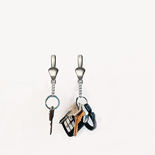 DECMATE 5 Packs Heavy Duty Wall Mounted Coat Hooks with 10 Screws Utility Hardware Contemporary Metal Single Hooks Brushed Satin Nickel for Hanging Coat, Scarf, Bag, Towel, Key, Cap, Cup, Hat …