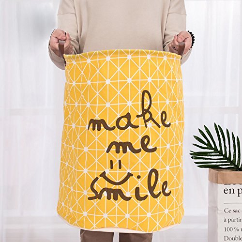 QEESTARS Heavy Duty Durable Canvas Storage Laundry Hamper Basket Large Foldable Toys Clothing Organizer Closet Storage Bin Bag