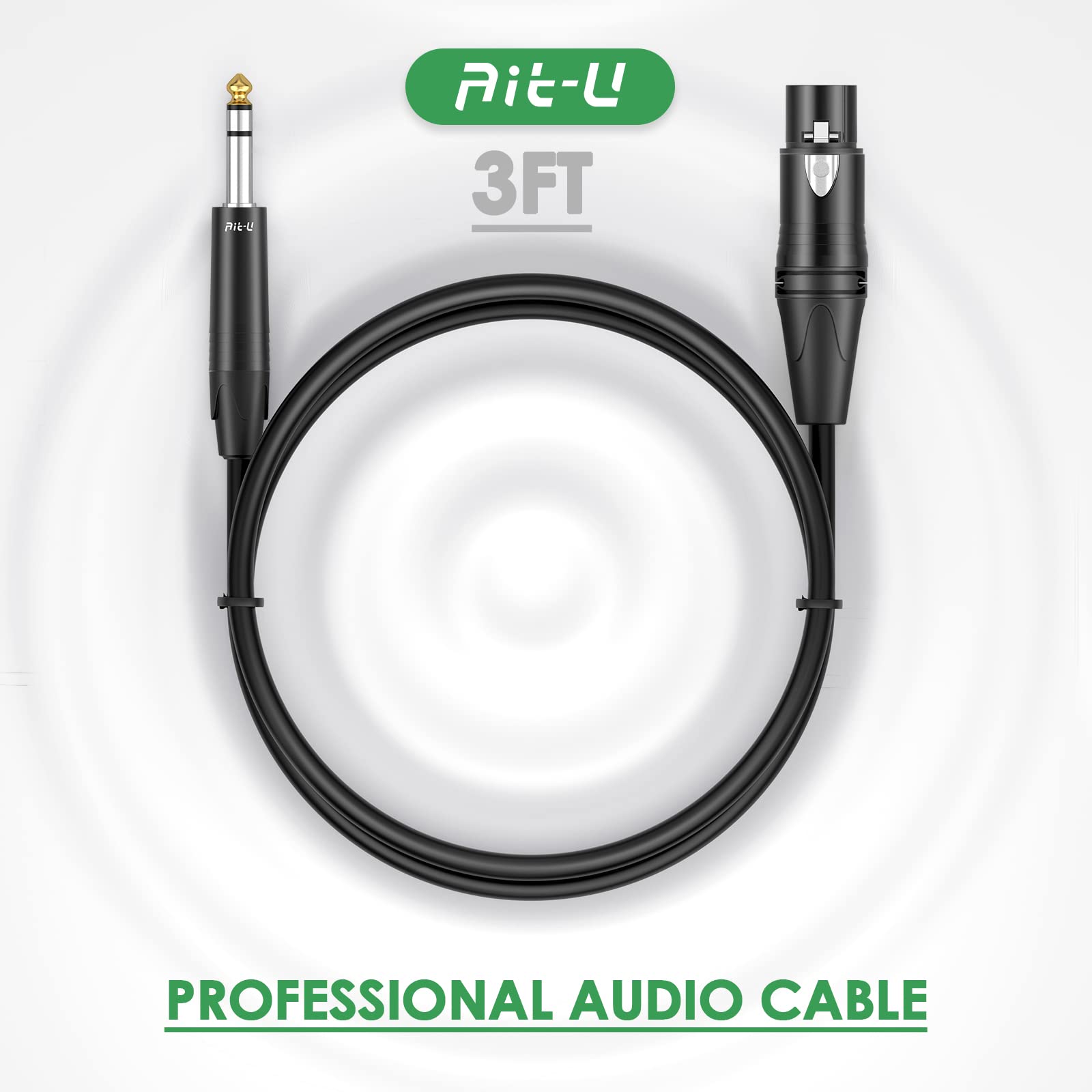 Ait-u XLR Female to 1/4 Cable 3FT XLR to TRS Jack 6.35mm Male TRS to Female XLR Patch Cable - 3Feet Mic Cable