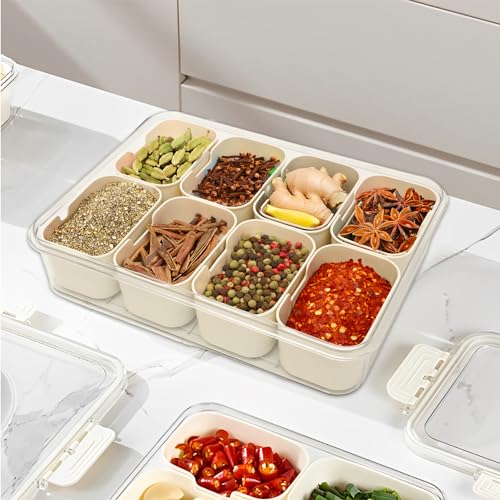 Avaton Snackle Box Container, Divided Serving Tray With Lid, Snack Box Container for Veggie, Fruits, Candy, Nuts, Snacks - Perfect For Picnic, Party