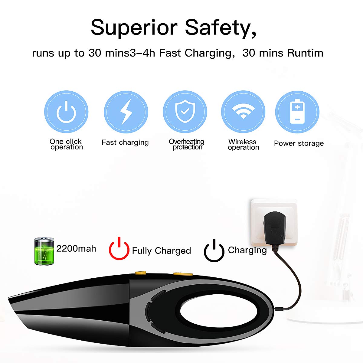 Aitsite Cordless Handheld Vacuum Cleaner 120W Powerful Portable Car Vacuum Cleaner Mini Hand Held Wet and Dry Vacuum with Rechargeable Battery