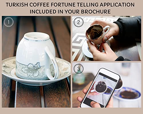 Erbulus Turkish Coffee Pot - Briki Greek, Arabic, Fortune Edition Turkish Coffee Maker with Wooden Handle (18 OZ)