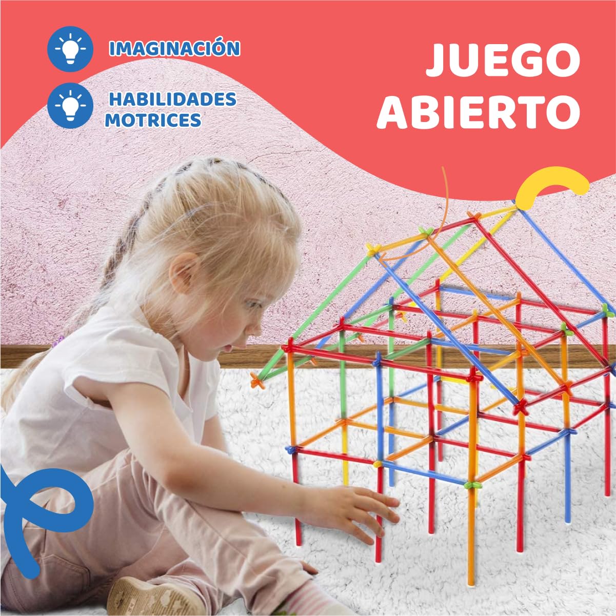 Dazmers Building Sticks for Kids - Straws and Connectors Builders Set - STEM Construction Building Toys - Educational Interlocking Sticks - Connecting Tubes - Building Straws Activities (800 Pieces)