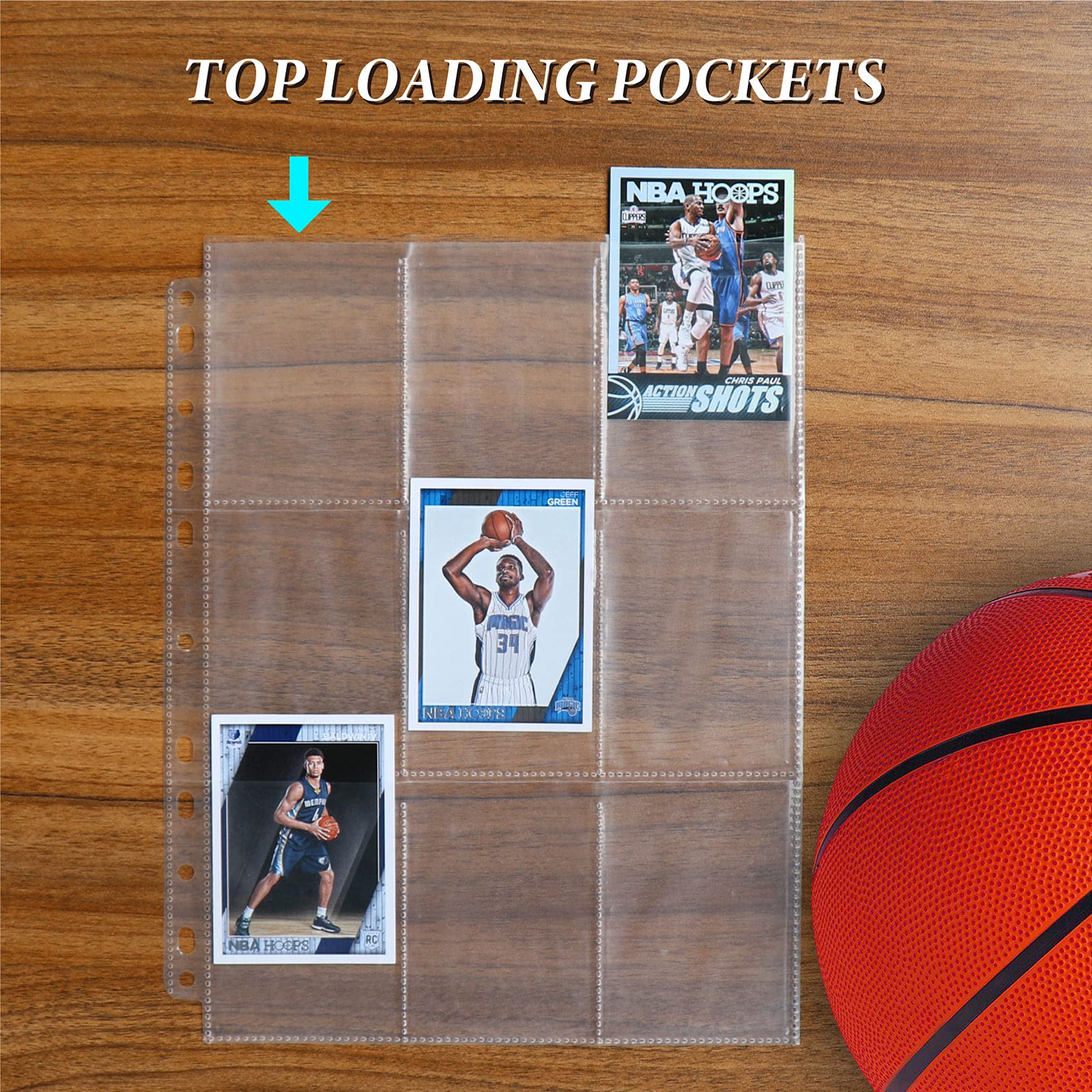 Double-Sided 576 Pockets Trading Card Sleeves Pages - Baseball Card Sleeves Fit 3 Ring Binder, 9 Pocket Page Protector for Standard Size Cards, Sport Cards, Game Cards, Business Cards 32 Pack