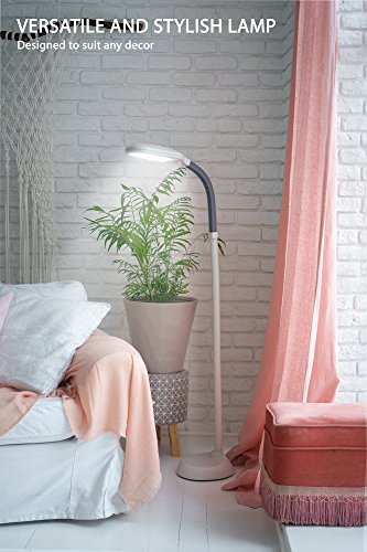 Kenley Natural Daylight Floor Lamp - Tall Reading Task Craft Light - 27W Full Spectrum White Bright Sunlight Standing Torchiere for Living Room, Bedroom or Office - Adjustable Gooseneck Arm - Gray