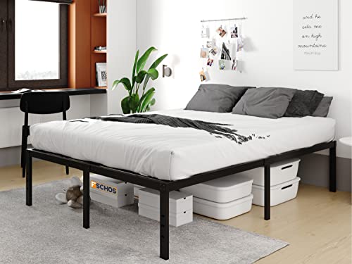 FSCHOS 18-Inch-California-King-Bed-Frames, Metal Platform Cal-King-Bed-Frame No Box Spring Needed, Easy Assembly, Heavy Duty Mattress Foundation, No Noise, Black