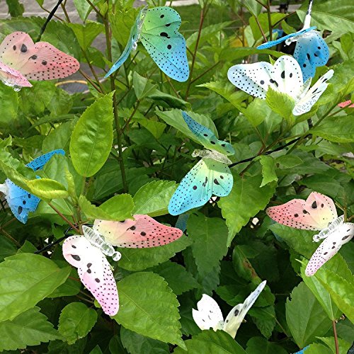 cuzile 20pcs Solar Powered Butterfly Lights Waterproof Solar Garden String Lights for Christmas, Tree, Home, Holiday, Fence, Yard, Wedding,Patio Party Decoration Light