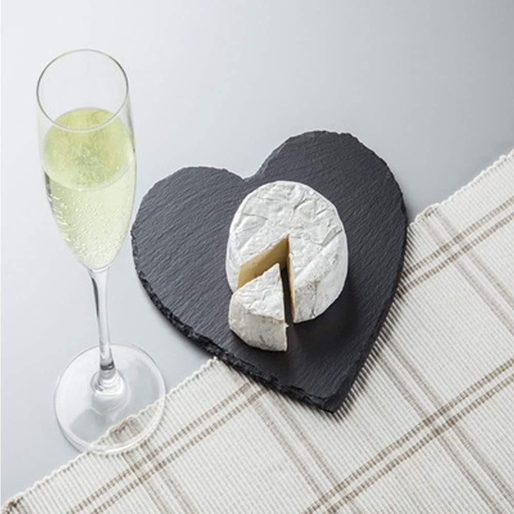 Cheese Knives Set, Stainless Steel Fork Spoon,with Heart Slate Cheese Boards for Dinner Table Set (F-SET)