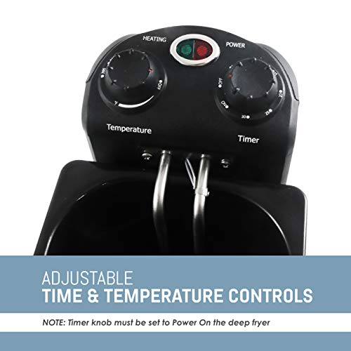Elite Gourmet EDF-3500# Electric Immersion Deep Fryer. Removable Basket, Timer Control Adjustable Temperature, Lid with Viewing Window and Odor Free Filter