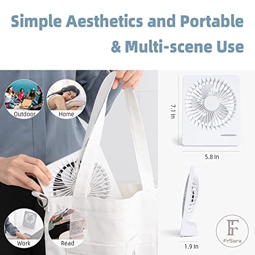 FrSara Fan USB Desk Personal Fan, 4.5Lnch,Long Battery Life, Quiet Portable Mini Table Fan, Three Wind Speed Adjustment, Small Portable and Personal Fan Perfect for Use in Home, Office, Desktop
