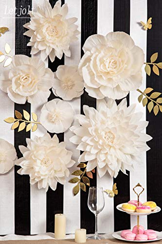 Letjolt Golden Paper Leaves Set Decorations for Family Tree Photo Wall Crafts Leaf(12pcs) Glitter Butterfly(4pcs) Nursery Decor Baby Shower Backdrop Decals