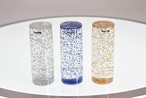 TickiT Sensory Glitter Storm - Set of 3 - Blue, Silver, Gold - Calming Glitter Tubes for Stress and Anxiety Relief - Encourage Focus and Concentration - Special Needs Toy