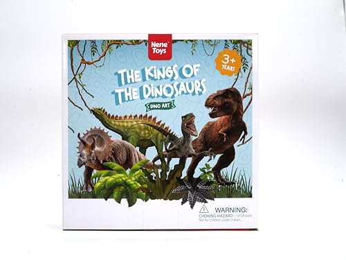 Nene Toys Dinosaur Painting Kit for Kids 3-7 Years [The Kings] – Includes 4 Museum Replicas, 2 Paint Sets, 2 Brushes, Educational Poster and Playmat – Art & Craft Paint Toy for Boys and Girls