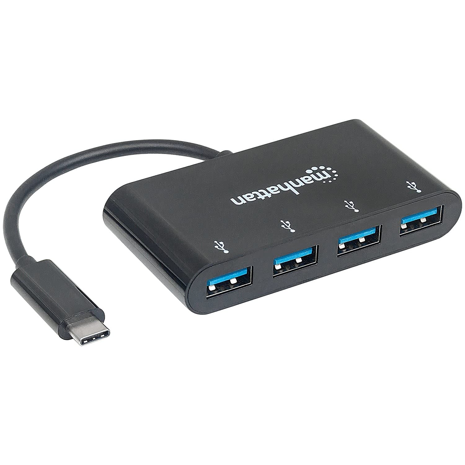 Manhattan 4-Port USB 3.0 Hub β with 5 Gbps Data Transfer, 1A Mobile Device Charging, 8 inch Cable β Compatible with PC, MacBook, Mac Pro, Mac mini, iMac, Surface Pro, Flash Drive - 162746