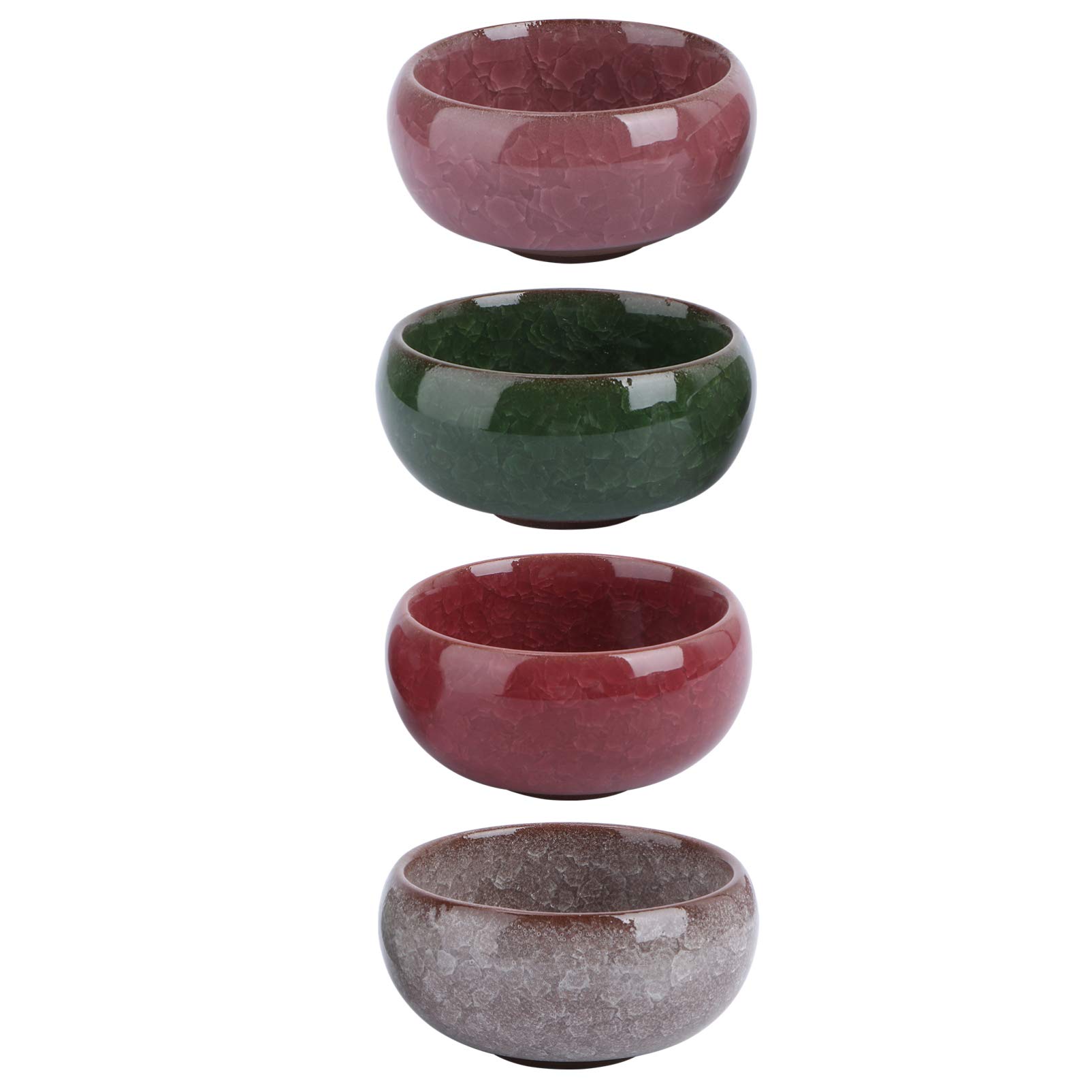 BESTonZON Home Decor 4Pcs Pots, 2.4 inch Porcelain Flower Pots, Round Ceramic Planters with Drainage Hole, Glazed Ceramic Bonsai Pots, Flower Container Pots Garden Decorativeļ¼Redļ¼ Vintage Decor