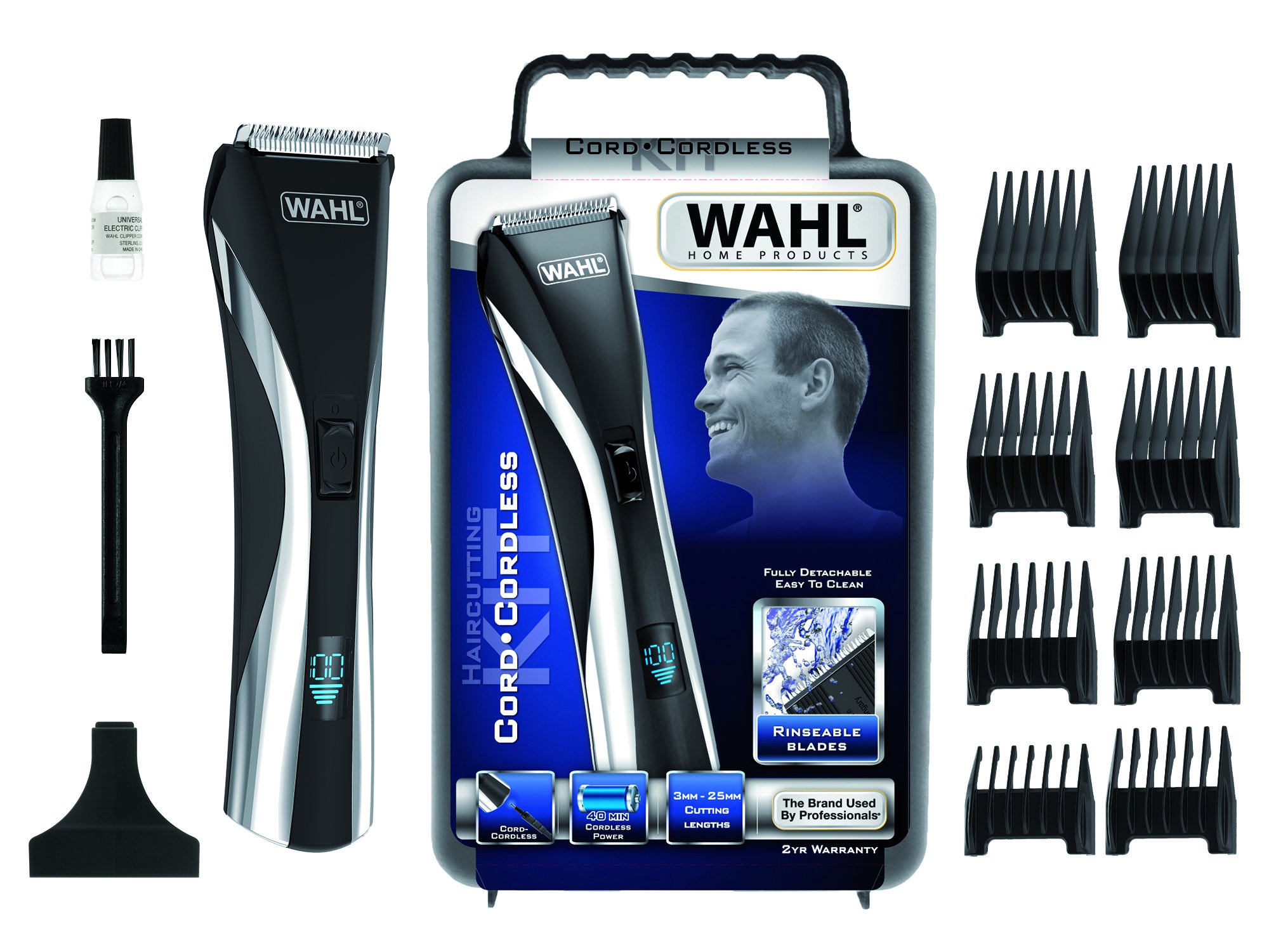 WAHL 9697-101 Hybrid Clipper Hair & Beard Cutting Kit with LCD Display