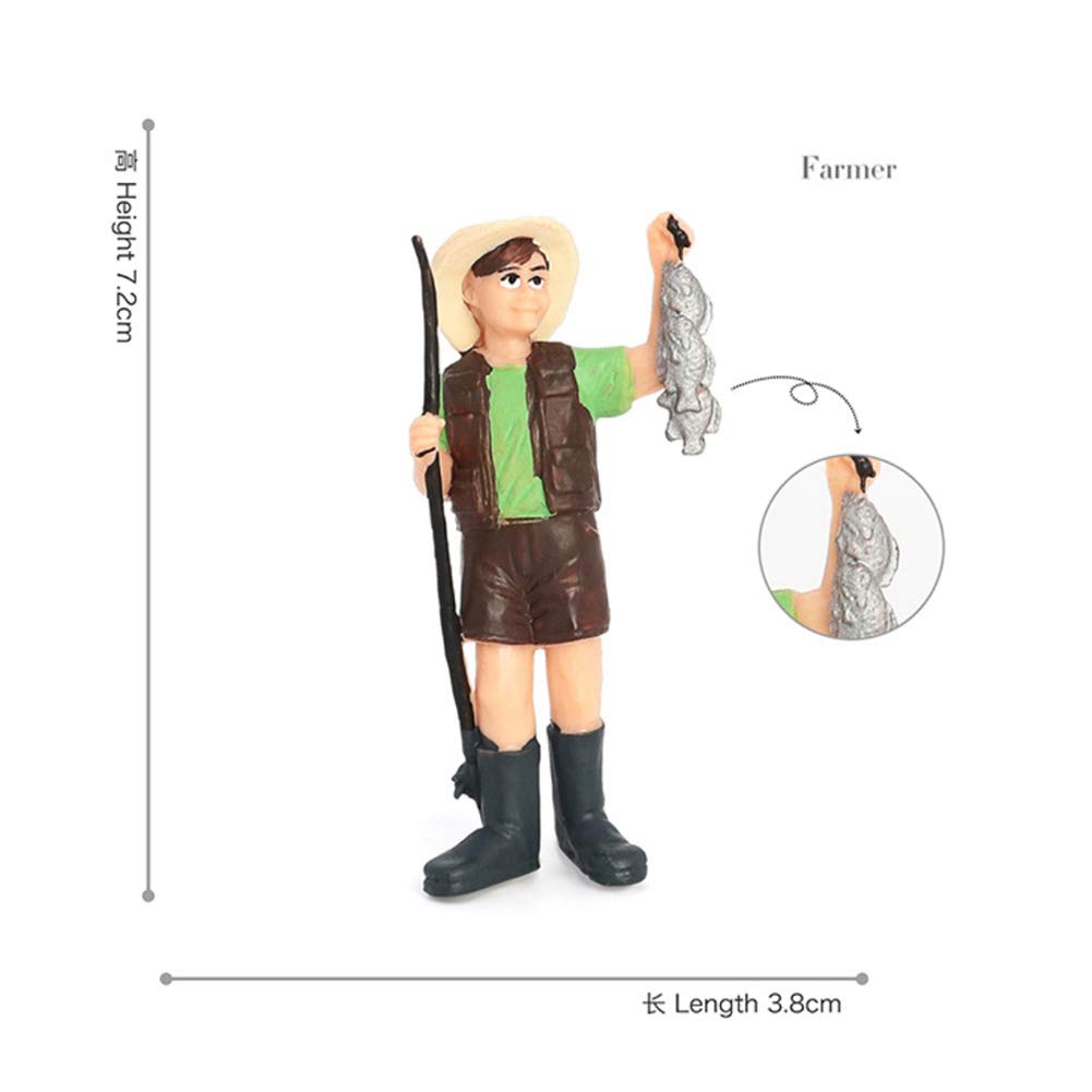 DOYIFun 6 Pcs Realistic Farmer People Model Figures Toy Playset, Plastic Farm Keeper Figurines Preschool Educational Learn Cognitive Toys for Toddlers Kids
