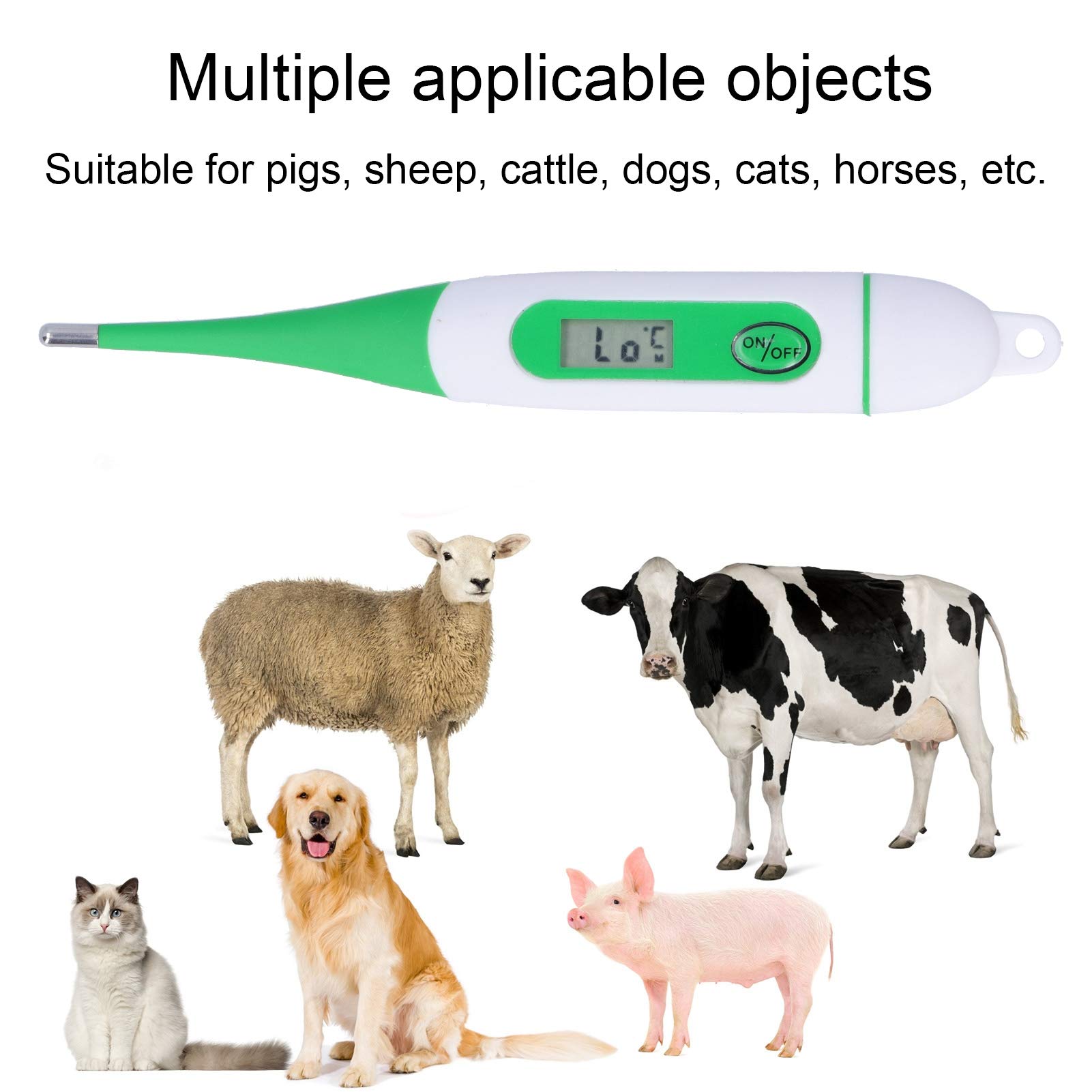 Zerodis Thermometers, Animal Thermometer for Cattle Sheep Horses Pig Pet Livestock Thermometer, Waterproof Digital