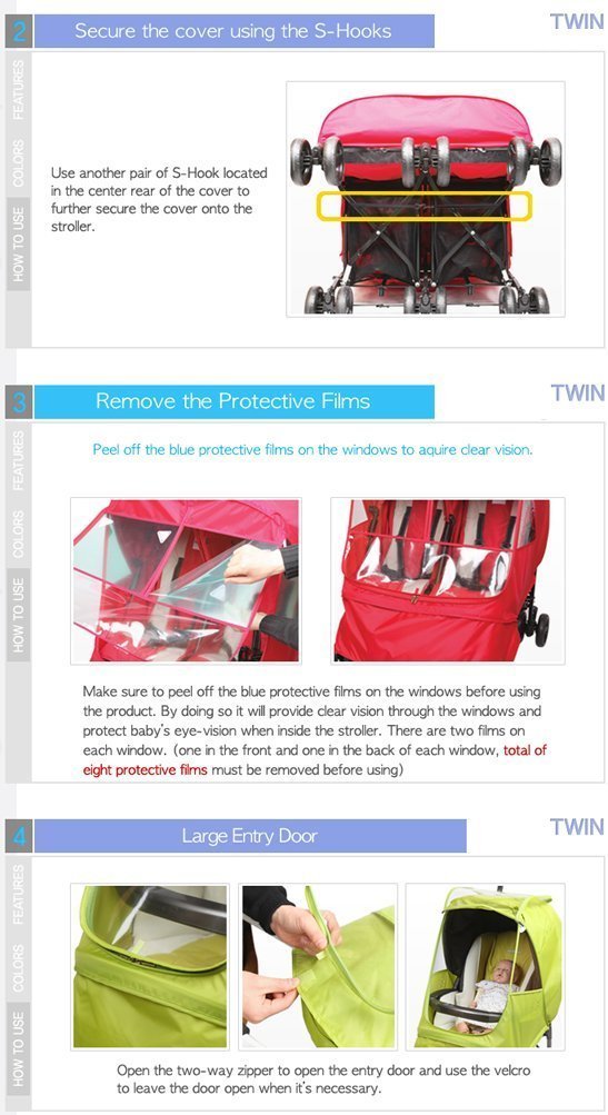 Manito Castle Alpha Twin Stroller Weather Shield (Navy)