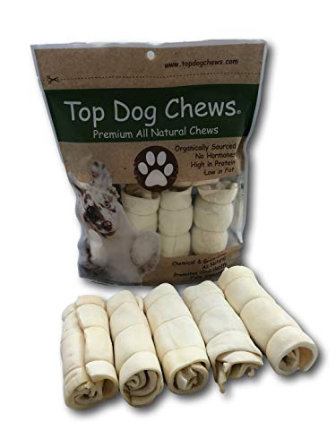 Top Dog Chews – 6” Buffalo Beef Cheek Rolls, 5 Pack, Long Lasting Dog Bones for Aggressive Chewers, Rawhide Free Dog Treats