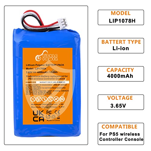 Pickle Power PS5 Controller Battery, 4000mAh Upgraded LIP1708 Battery Replacement for Sony PS5 Playstation 5 DualSense CFI-ZCT1W Wireless Controller (Not fit for DualSense Edge)