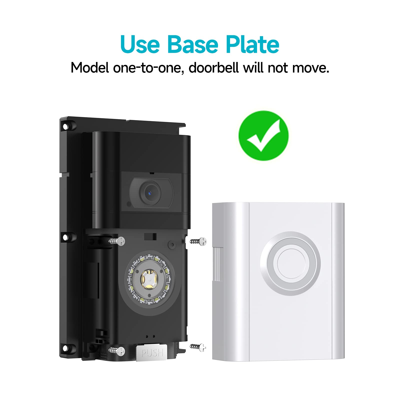 Ayotu Anti-Theft Doorbell Mount with Charging Cable for Ring Video Doorbell 4/2/3/3Plus, Continuous Charging with No-Drill Mounting Door Bracket Adapter Holder (NOT Inculde Doorbell), Black