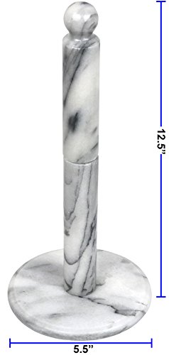 Greenco White Marble Paper Towel Holder, Hand Crafted, 12.5” H x 5.5” W