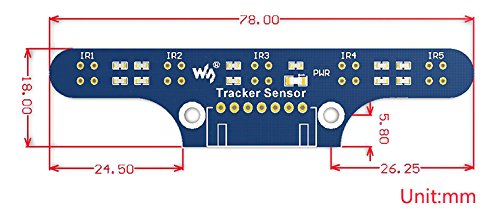 Waveshare Tracker Sensor Module 5-ch ITR20001/T Infrared Detector Robot Infrared Line Tracking Range 1cm to 5cm Power 3.3V to 5V