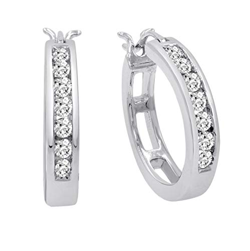AGS Certified 1/2ct TW Diamond Hoop Earrings in 10K White Gold