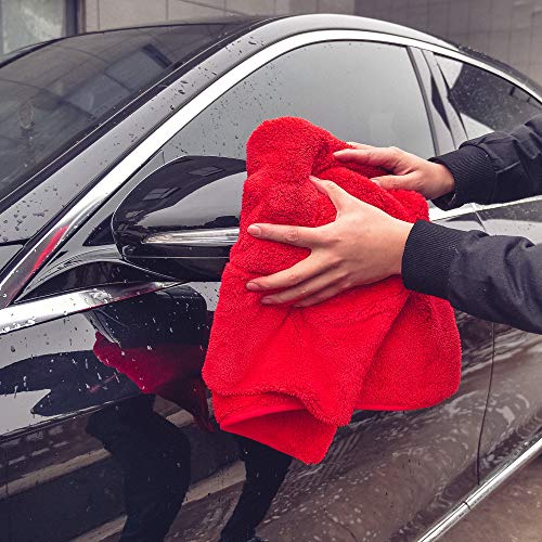 Maxshine 1000GSM Crazy Microfiber Drying Towel Series, Red, 50x70cm (Pack of 3)