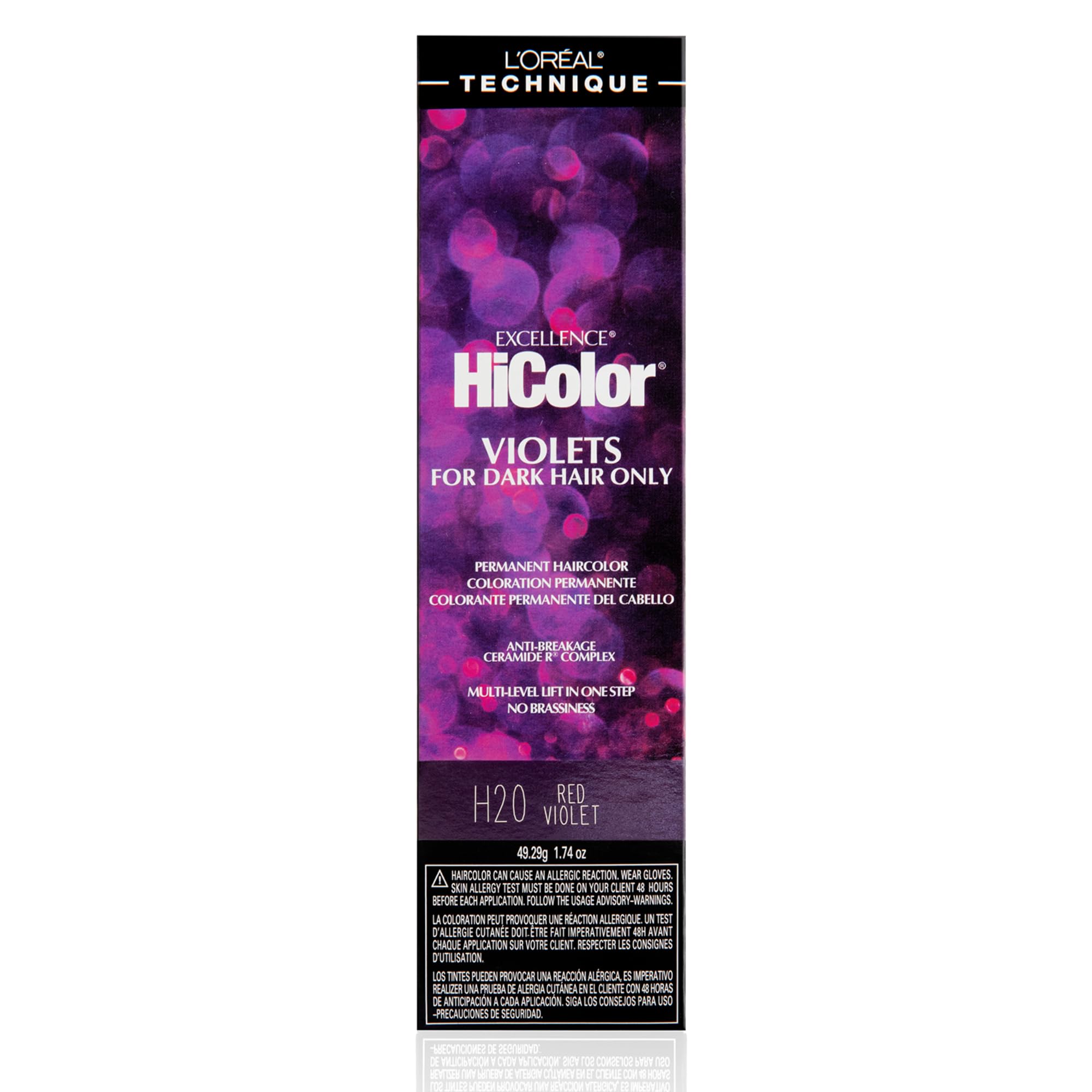 L'Oréal Technique HiColor Violet & Blacks Permanent Hair Color | Anti-Breakage Ceramide R Complex | Multi-Lift with No Brassiness | For Dark Bases | Long Lasting Color | Red Violet