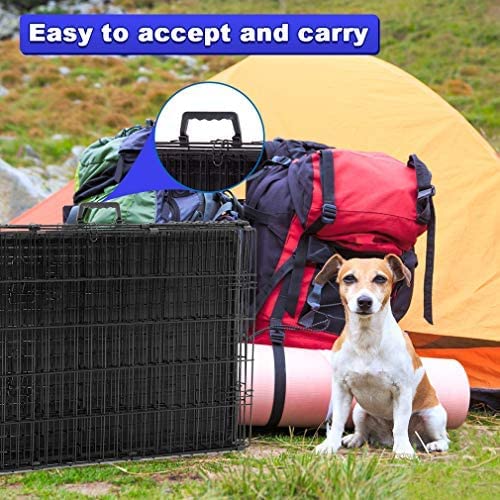 BestPet Large Dog Crate Dog Cage Dog Kennel Metal Wire Double-Door Folding Pet Animal Pet Cage with Plastic Tray and Handle,24 inches