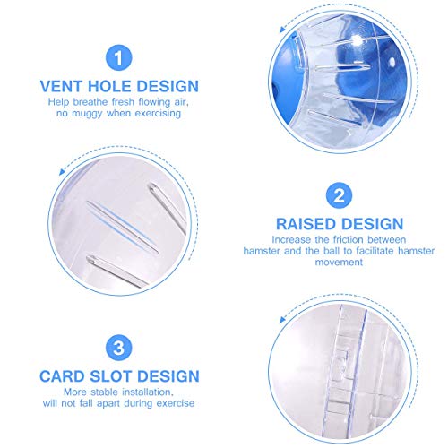 Hamster Exercise Ball Silent Hamster Wheel Small Animals Transparent Ball for Dwar Rat Relieves Boredom and Increases Activity (6 inch, Blue)