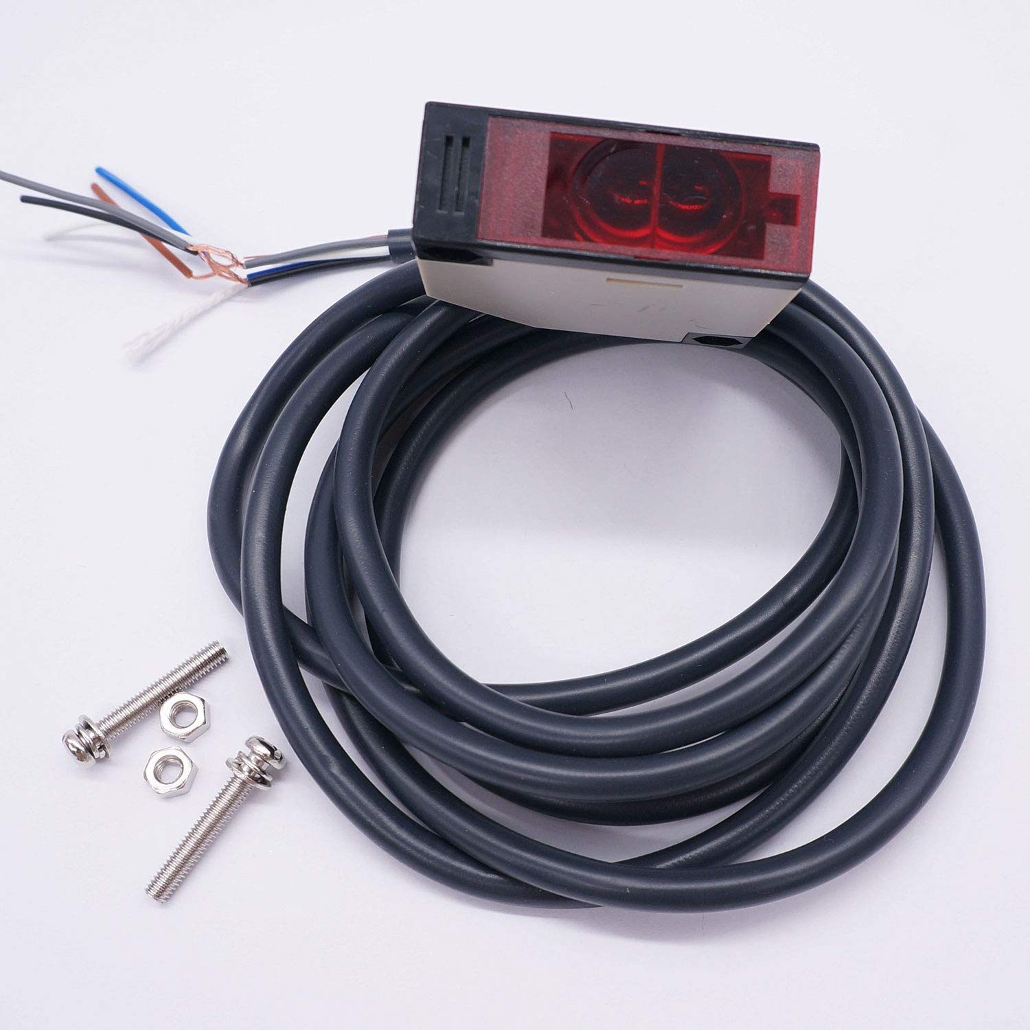Taiss Photoelectric Beam Sensor E3JK-R4M1 Indoor Wall Mounted 12-240VDC 24-240VAC Retroreflective photoelectric Sensor Switch Proximity Switch 2M Cable Induction 3M