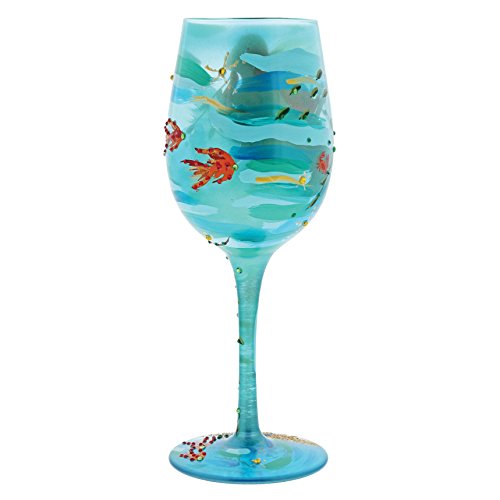 Enesco Wine Glass Mermaid Drinkware, 1 Count (Pack of 1), Blue/Green/Orange/Brown