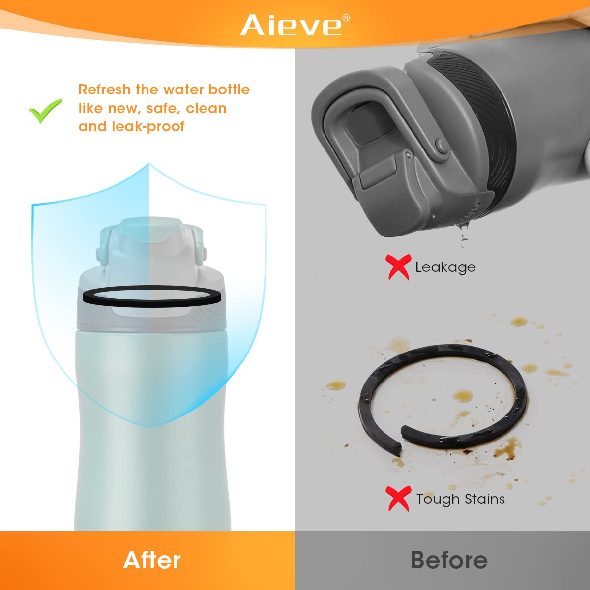 Aieve Replacement Seal, Lid Gasket Replacement Compatible with Contigo Autoseal Chill Water Bottles 24oz & 32oz(4 Pack)